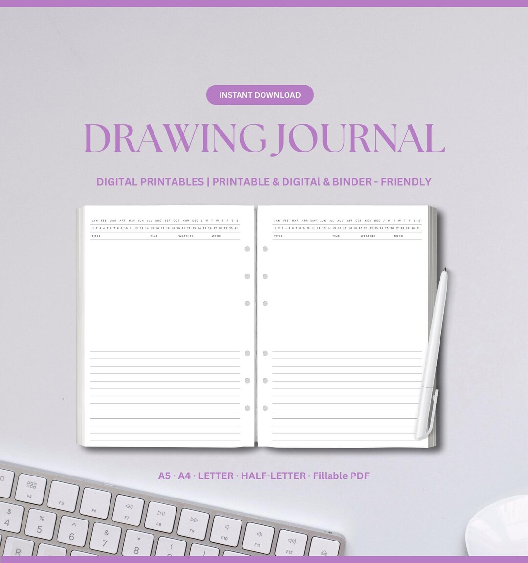 Printable Drawing Journal Templates | Minimalist Sketchbook | PDF ...