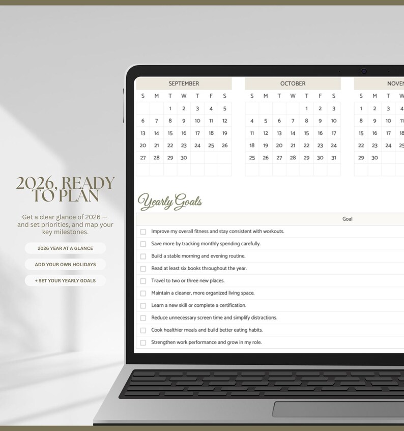 2026 Monthly Planner for Google Sheets | Year at a Glance | Minimalist ...