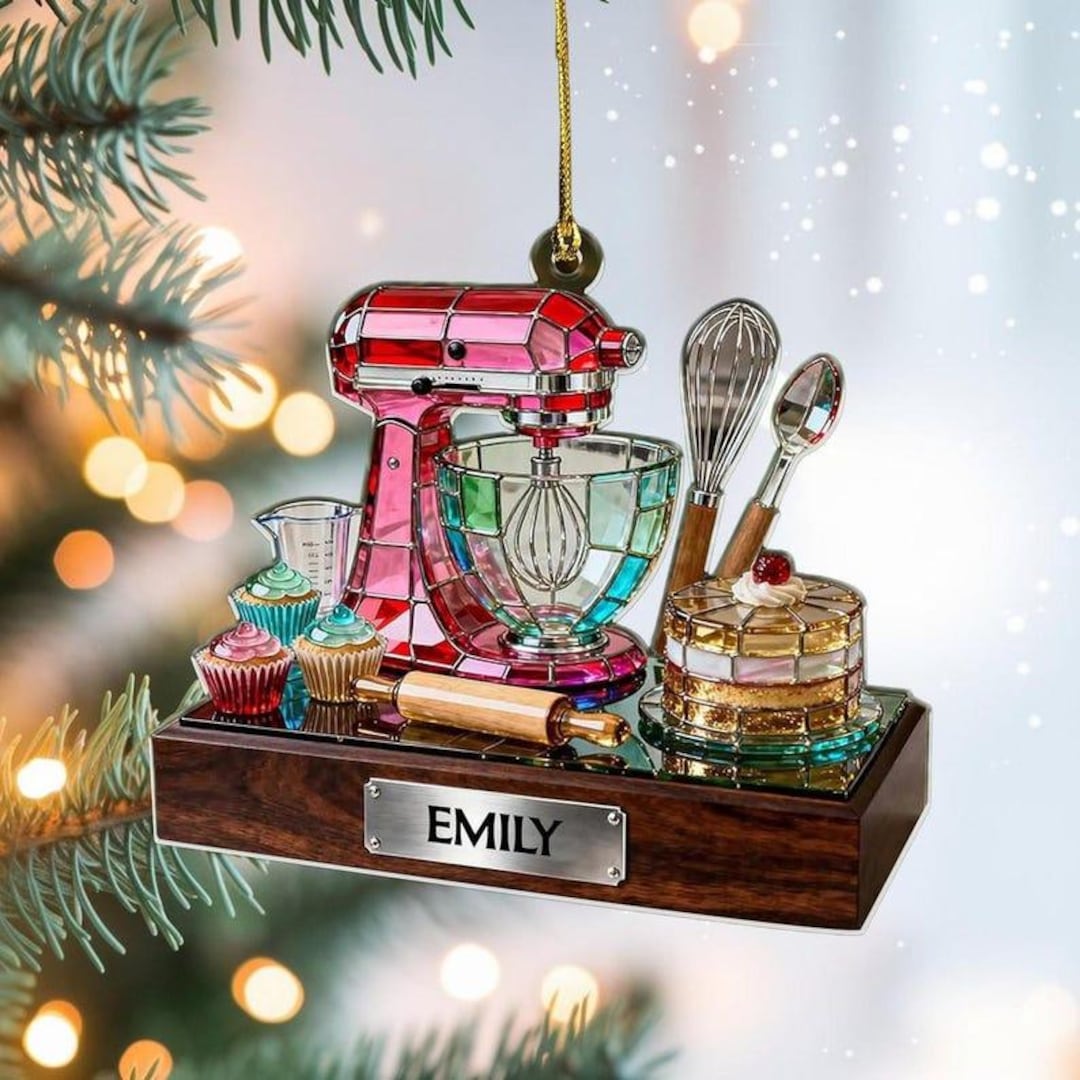 2D FLAT Personalized Baking Mixer Christmas Ornament, Acrylic Kitchen ...