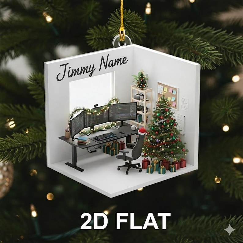 Personalized Programmer Christmas Ornament – Custom Tech Gift, 2D Flat Desk Decoration - Etsy