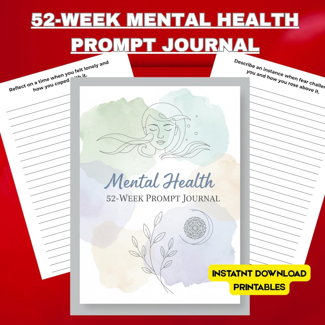 52-week Mental Health Prompt Journal | Self-care & Mindfulness Workbook ...