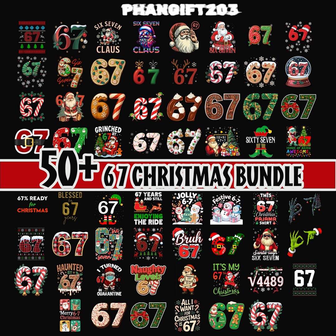 50+ Funny Christmas Meme SIX Seven Png Bundle, Santa Say 67 Clipart Png ...