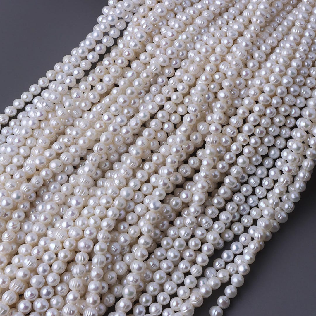 6-6.5mm Threaded Near-round Beads Natural Freshwater Pearl Beads, DIY ...