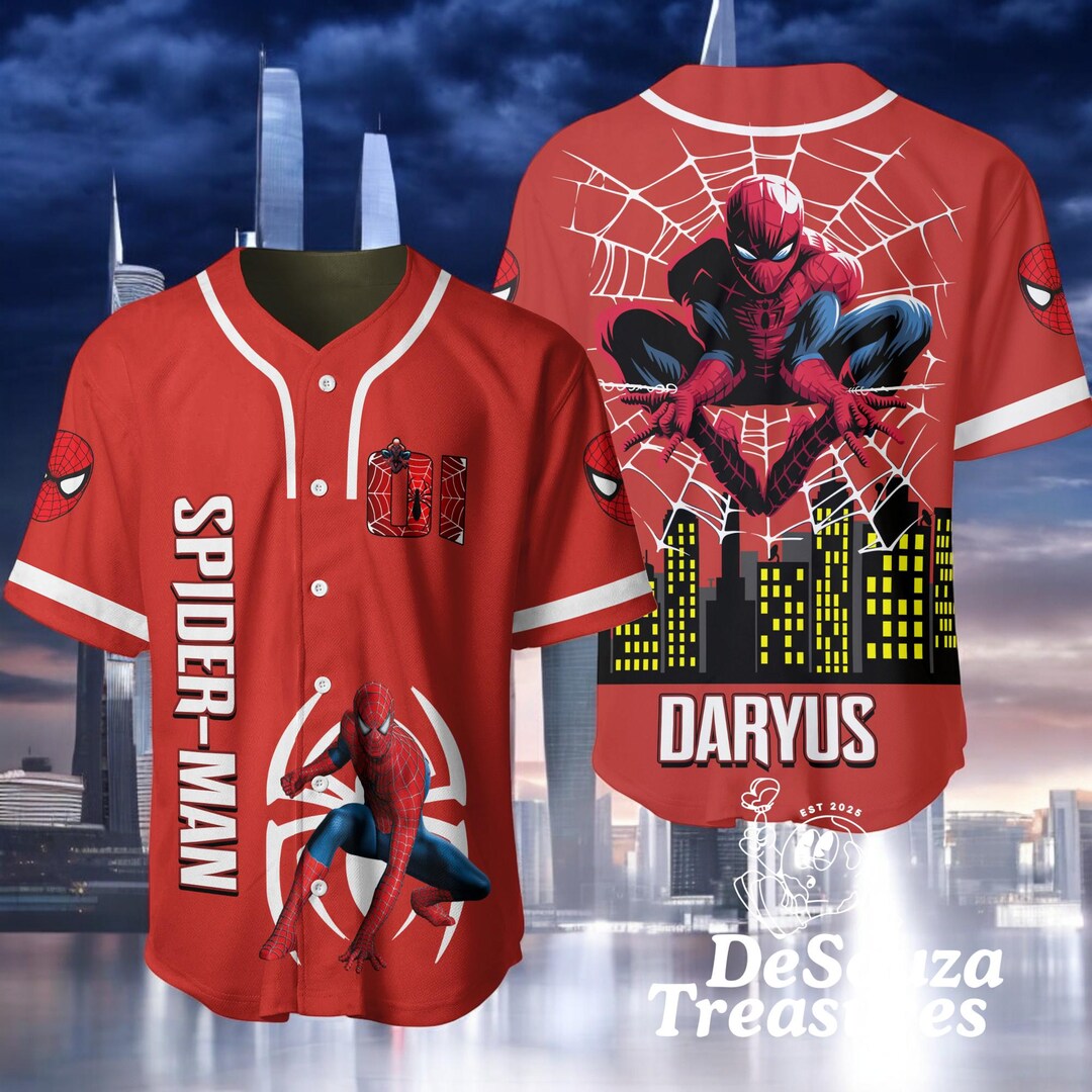 Personalized Red Spider Baseball Jersey, Custom Name Number Jersey ...