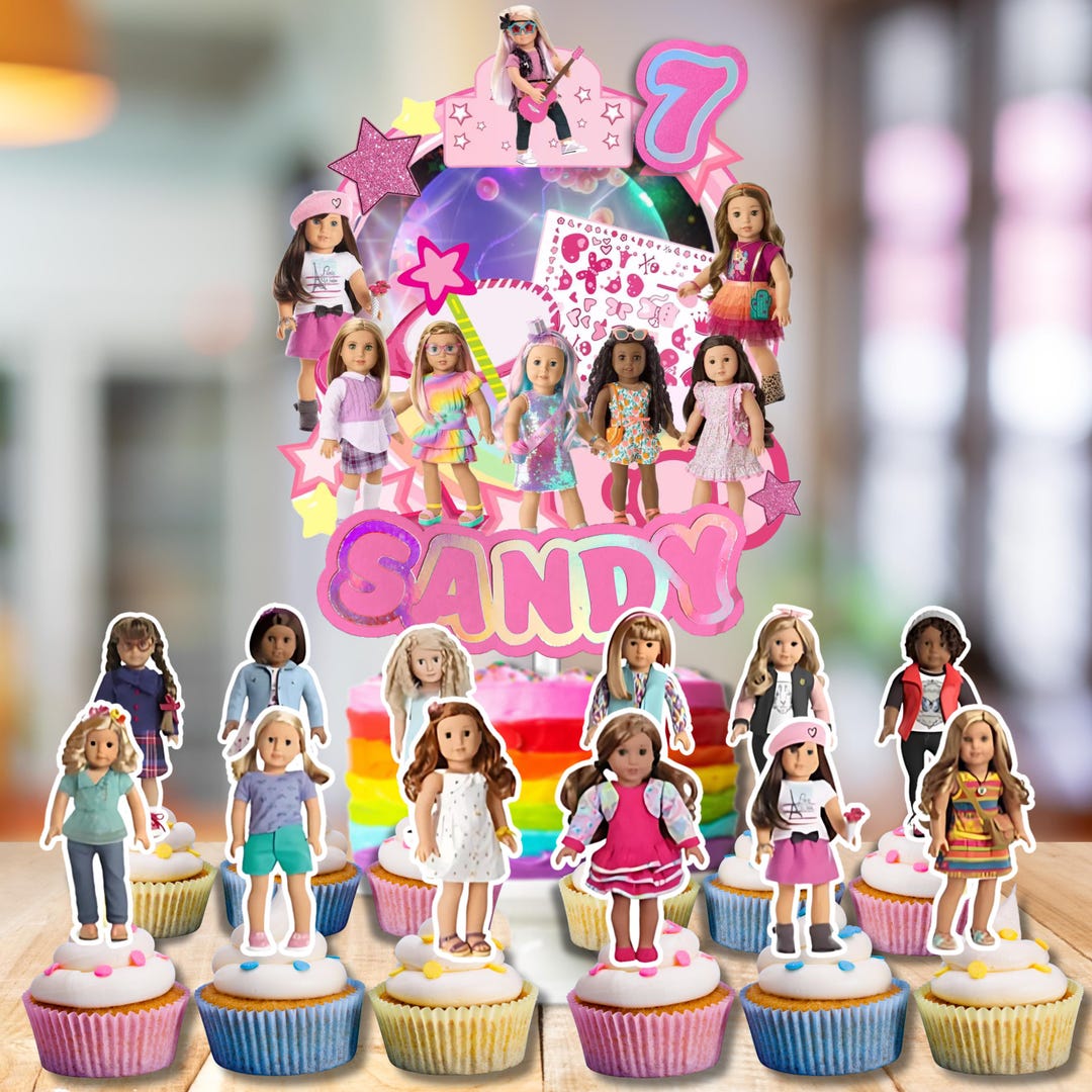 FREE Custom Girl Doll Boss Name/age Cake Topper Cupcake LED Lights ...