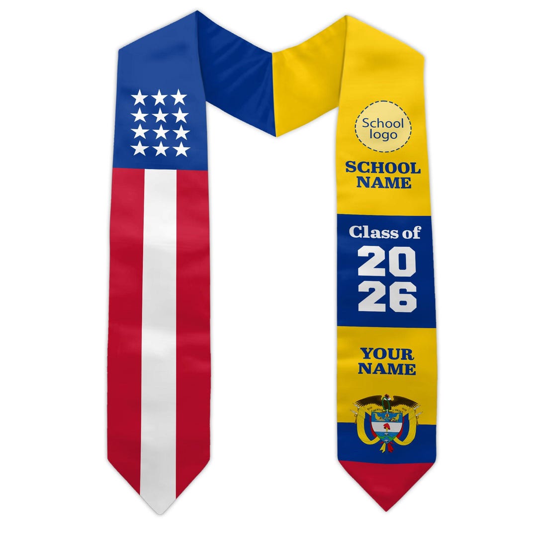 Custom Colombians Graduation Sash, Custom Colombians American Flag ...