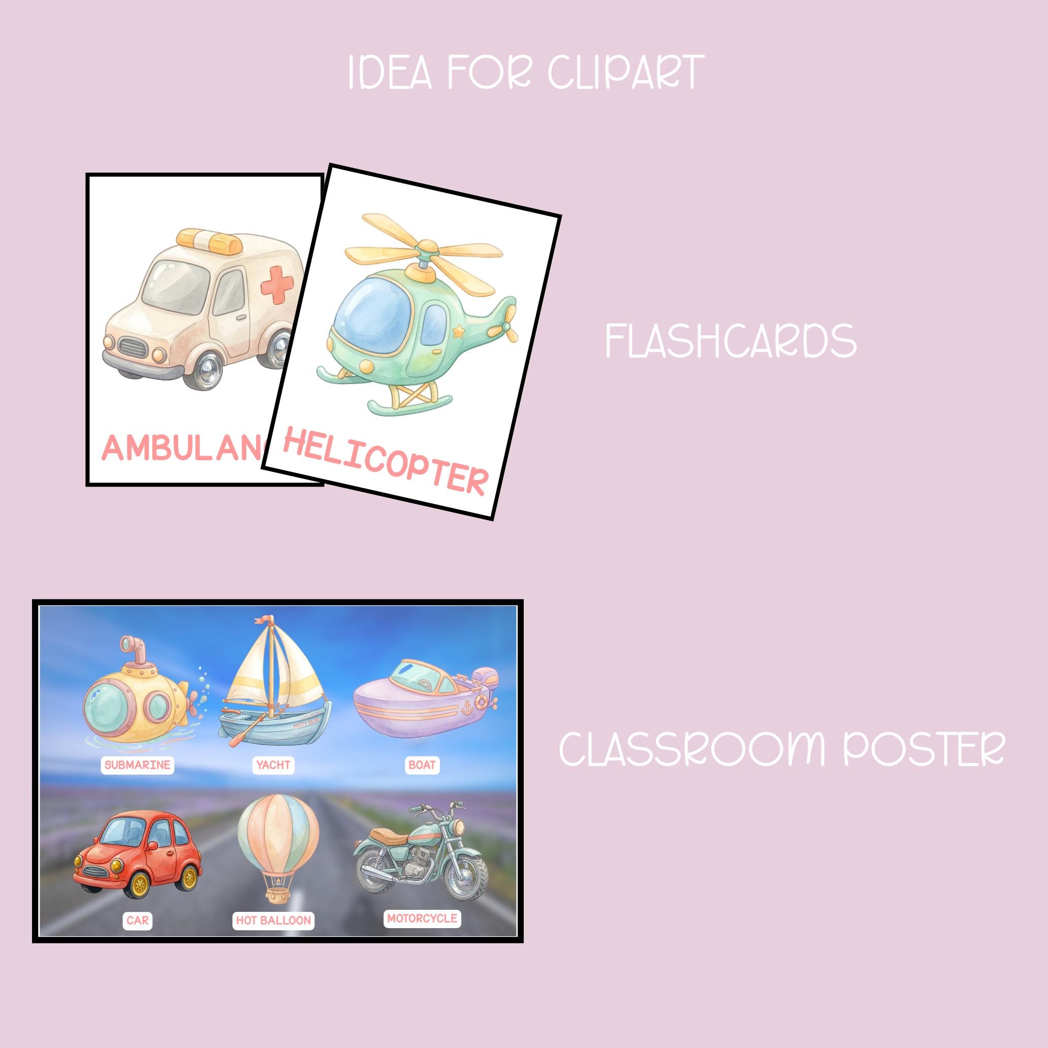 Transportation Clipart PNG and SVG Set: Kids City Vehicle Graphics - Etsy