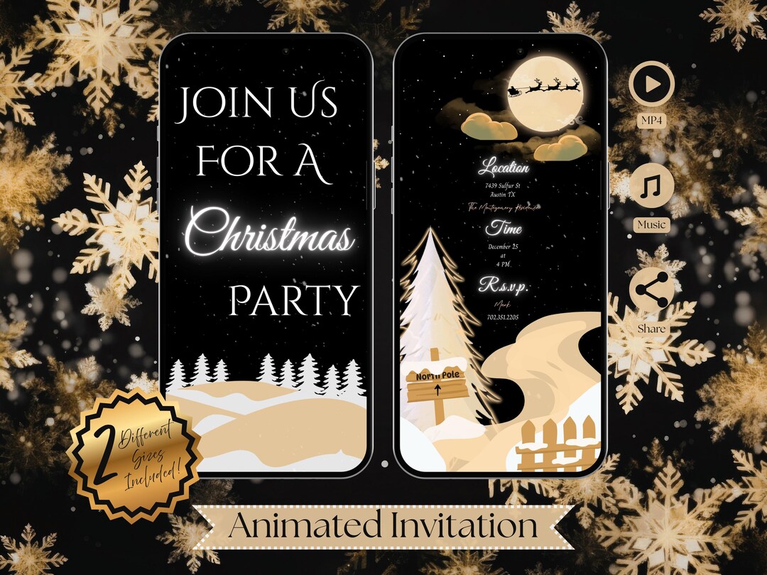 Animated Christmas Invitation, Animated Holiday Party Invite, Xmas ...