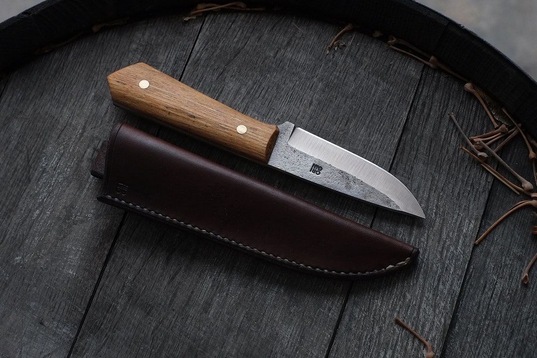 Field Knife - Bushcraft - Hunting Blade With Spalted Ash Wood and Brass ...