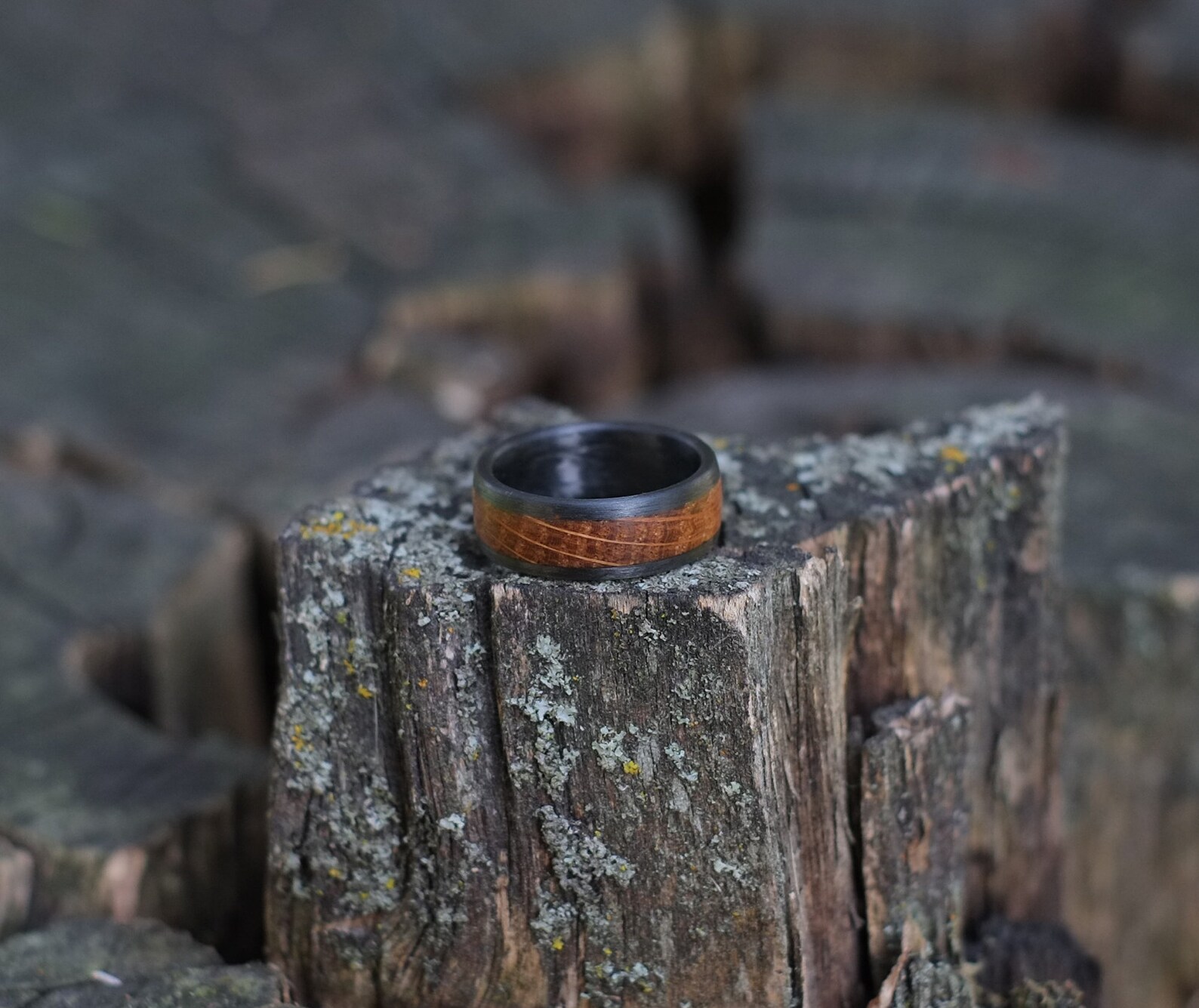 Whiskey Barrel Oak and Carbon Fiber Ring - Etsy
