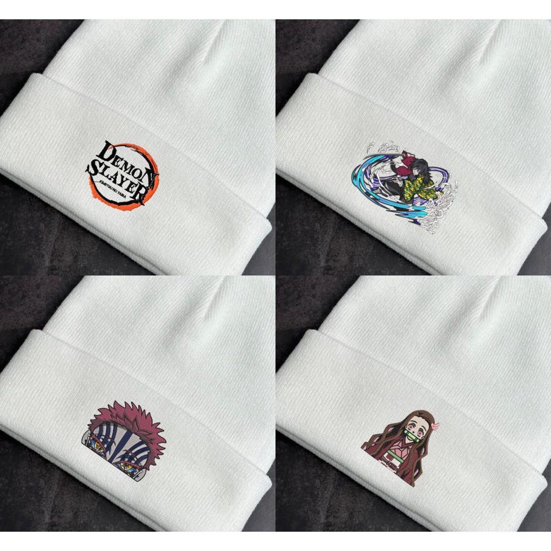 Anime Demon Slayer Inspired Beanie Hat Embroidered Winter Knit Cap ...