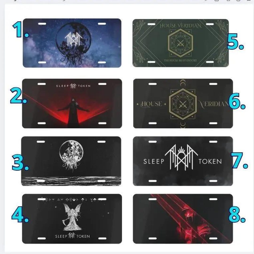 Sleep Token Inspired License Plate Collection Dark Aesthetic Car Tag ...