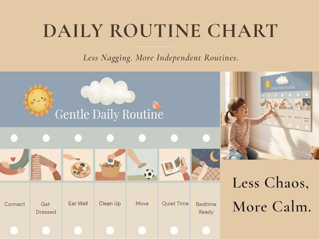 Preschool Daily Routine Chart: Montessori Visual Schedule for Ages 2-6 ...
