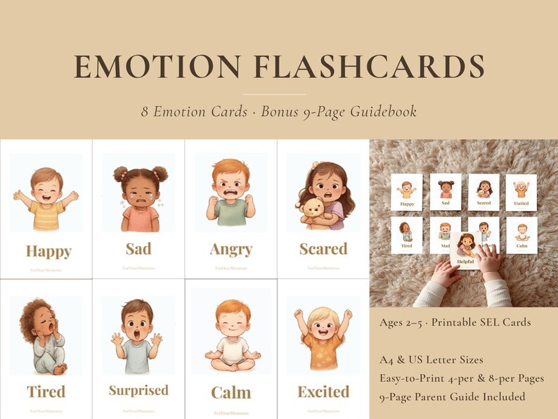 8 Feelings Cards for Kids | Social Emotional Learning SEL Printable ...