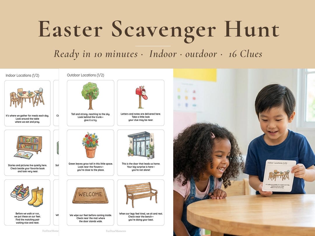 Easter Scavenger Hunt Clues for Preschool, 16 Indoor Outdoor Riddle ...