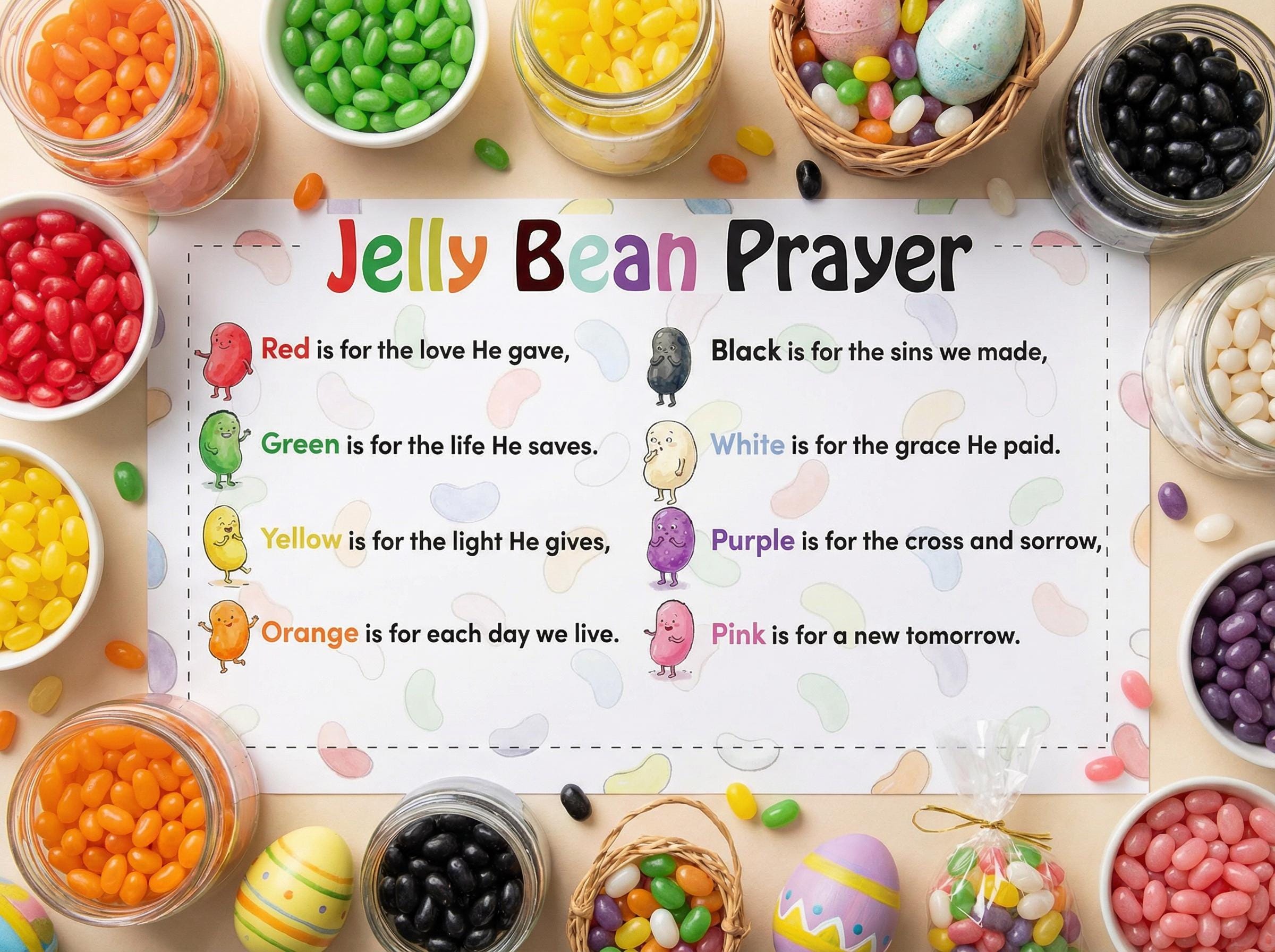 Jelly Bean Prayer Printable for Kids Christian Easter Activity Faith ...