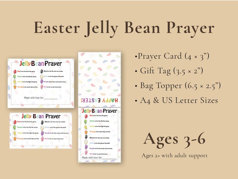 Jelly Bean Prayer Printable for Kids Christian Easter Activity Faith ...