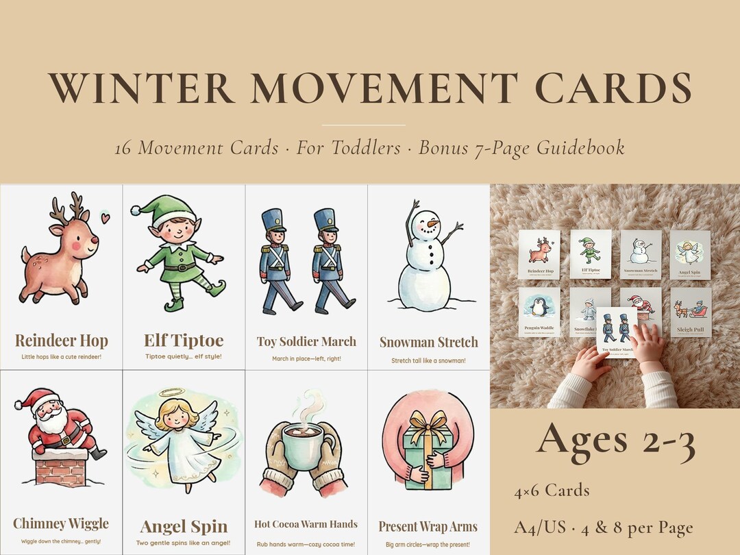 Christmas Movement Cards Toddler Christmas Activity Christmas Gross ...