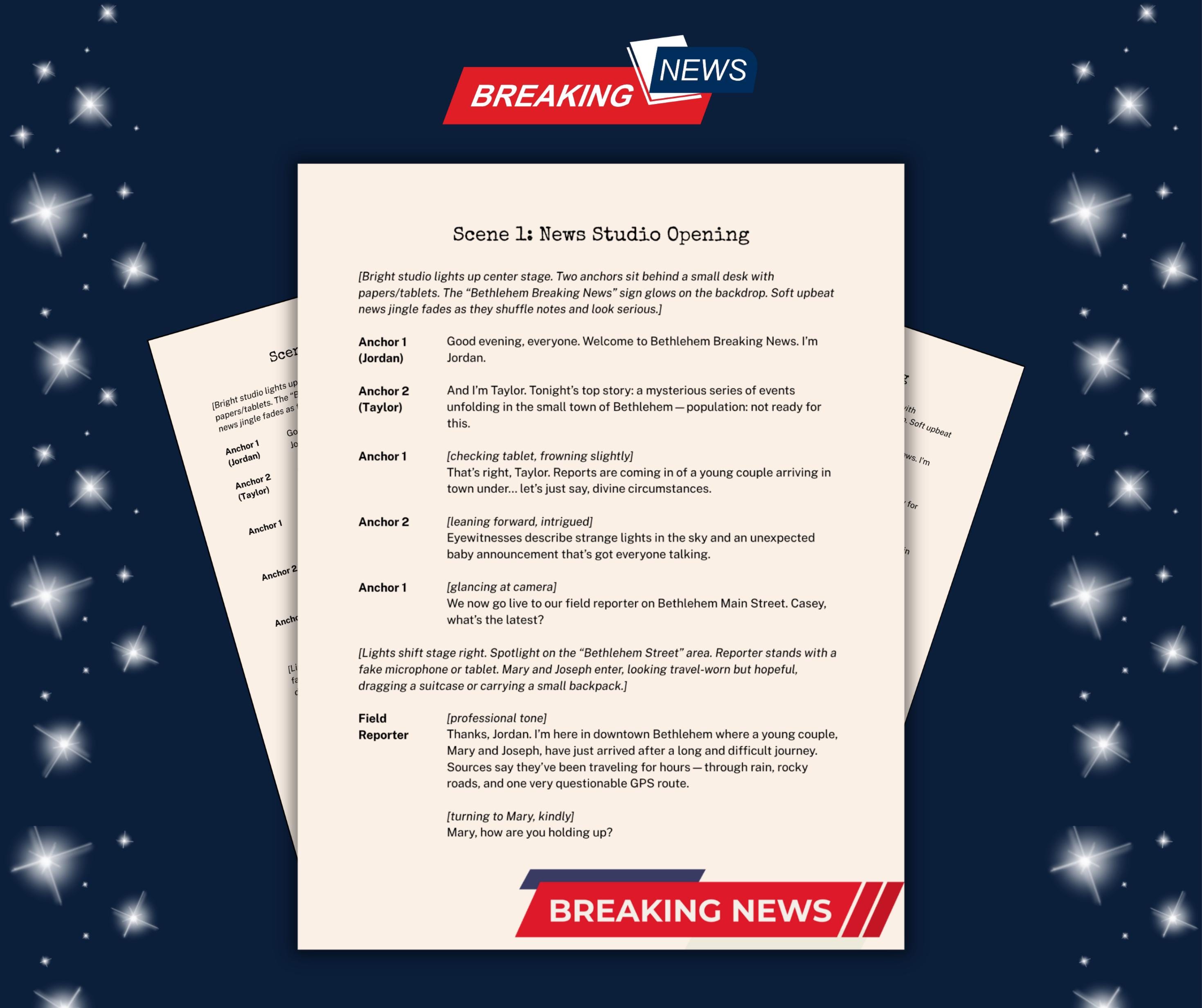 Christmas Nativity Play Script for Youth, Bethlehem Newsroom Christmas Skit - Etsy