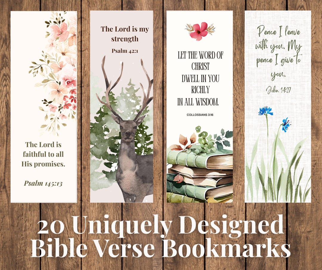 Printable Christian Bookmarks, Bible Verse Bookmark Set, Watercolor ...
