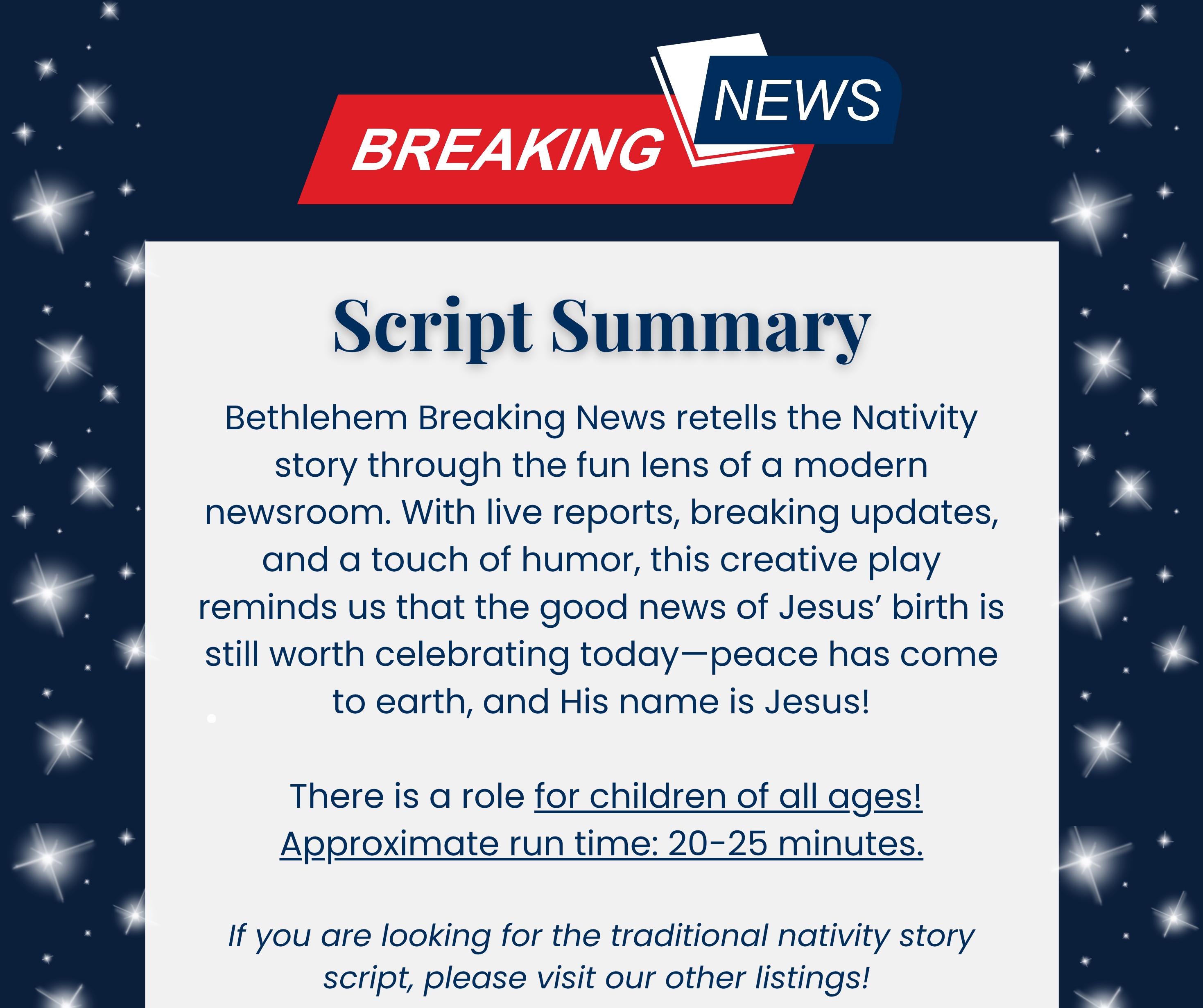 Christmas Nativity Play Script for Youth, Bethlehem Newsroom Christmas Skit - Etsy