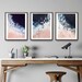 Blush Pink Navy Nautical Set of 3, Navy Blue Abstracts, Ocean Art ...