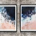 Blush Pink Nautical Set of 2, Navy Indigo Ocean Art, Navy Blue Wall Art ...