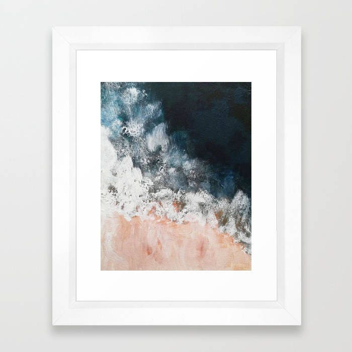 Blush Pink Nautical Print, Navy Ocean Art, Navy Blue Wall Art, Abstract ...