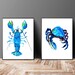 Crab Lobster Set of 2 Prints Nautical Life Lobster Print - Etsy