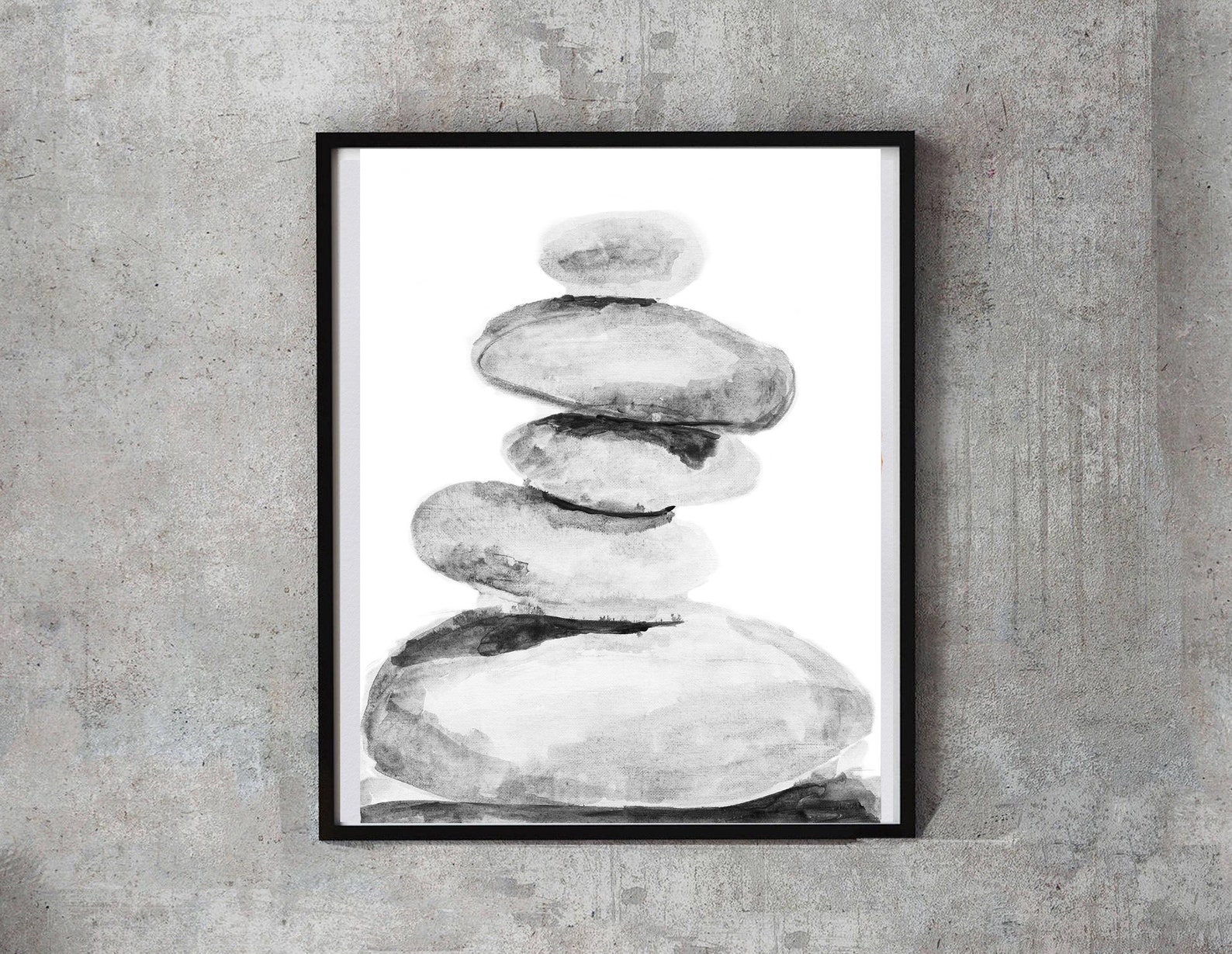 Zen Pebbles Watercolour Painting Beach Rocks Art Balancing - Etsy
