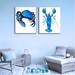 Crab Lobster Set of 2 Prints Nautical Life Lobster Print - Etsy