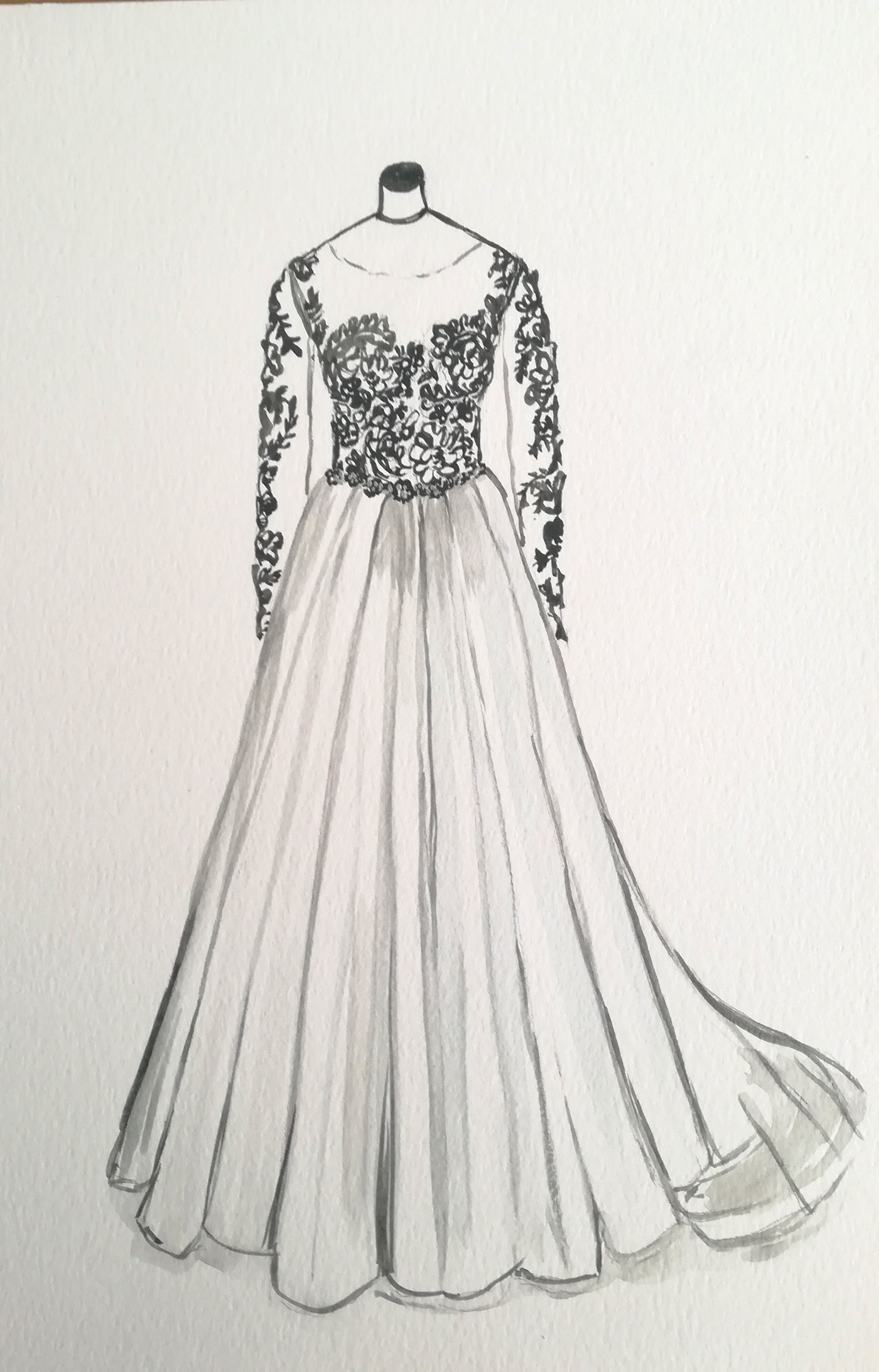 Lace Wedding Dress Sketch