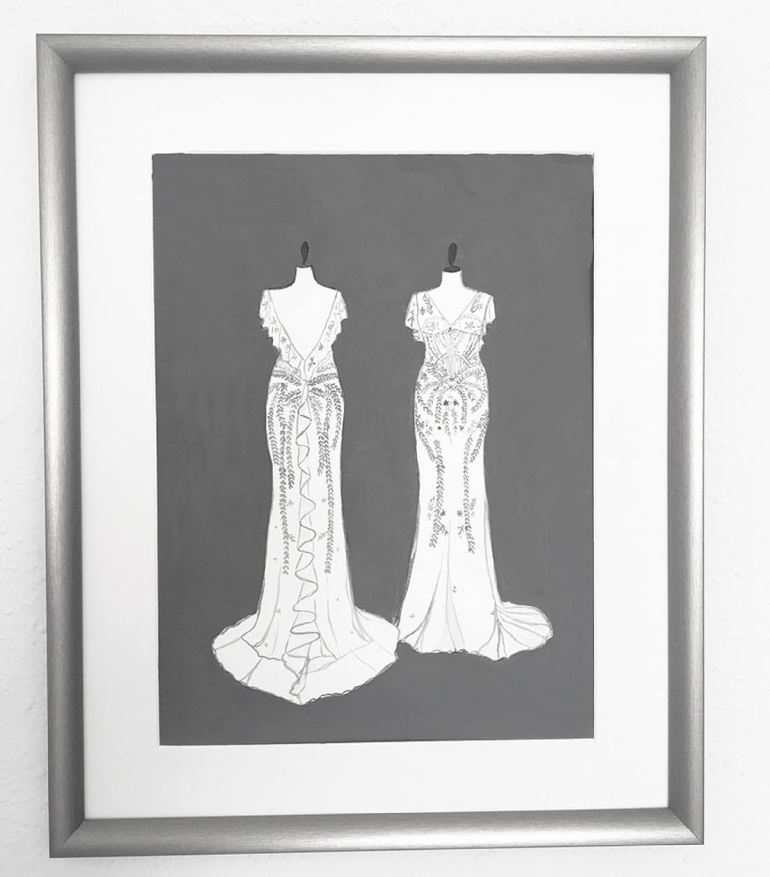 Back FRONT Wedding Dress Sketch, Dress Portrait, Gift for Bride, GIFT ...