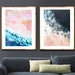 Blush Pink Nautical Print Set, Navy Ocean Art, Navy Blue Wall Art ...