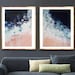 Blush Pink Nautical Set of 2, Navy Indigo Ocean Art, Navy Blue Wall Art ...