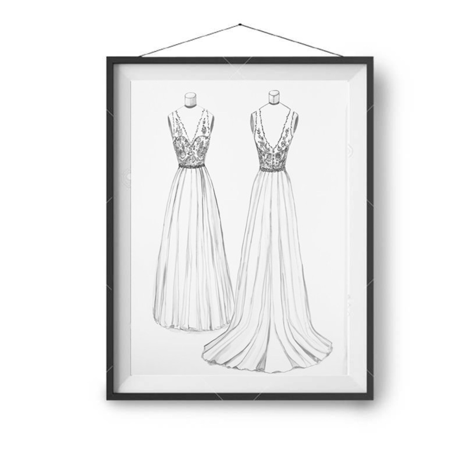 Wedding Dress Sketch BACK and FRONT Gift for Wife Wedding - Etsy