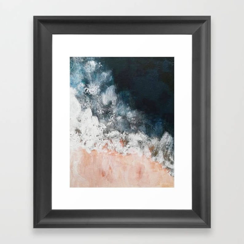 Blush Pink Nautical Print, Navy Ocean Art, Navy Blue Wall Art, Abstract ...