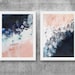 Blush Pink Nautical Set of 2, Navy Indigo Ocean Art, Navy Blue Wall Art ...