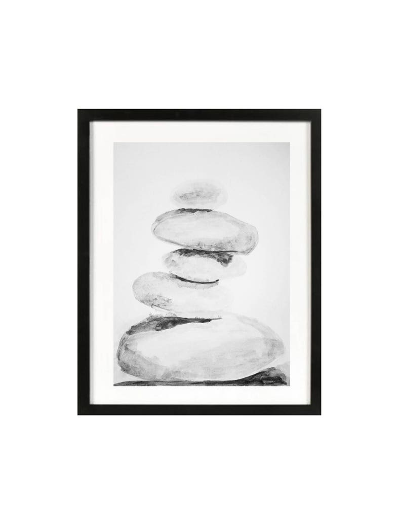 Zen Pebbles Watercolour Painting Beach Rocks Art Balancing - Etsy