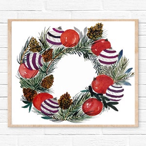 Christmas Wreath Art Digital Download Christmas Decor - Etsy