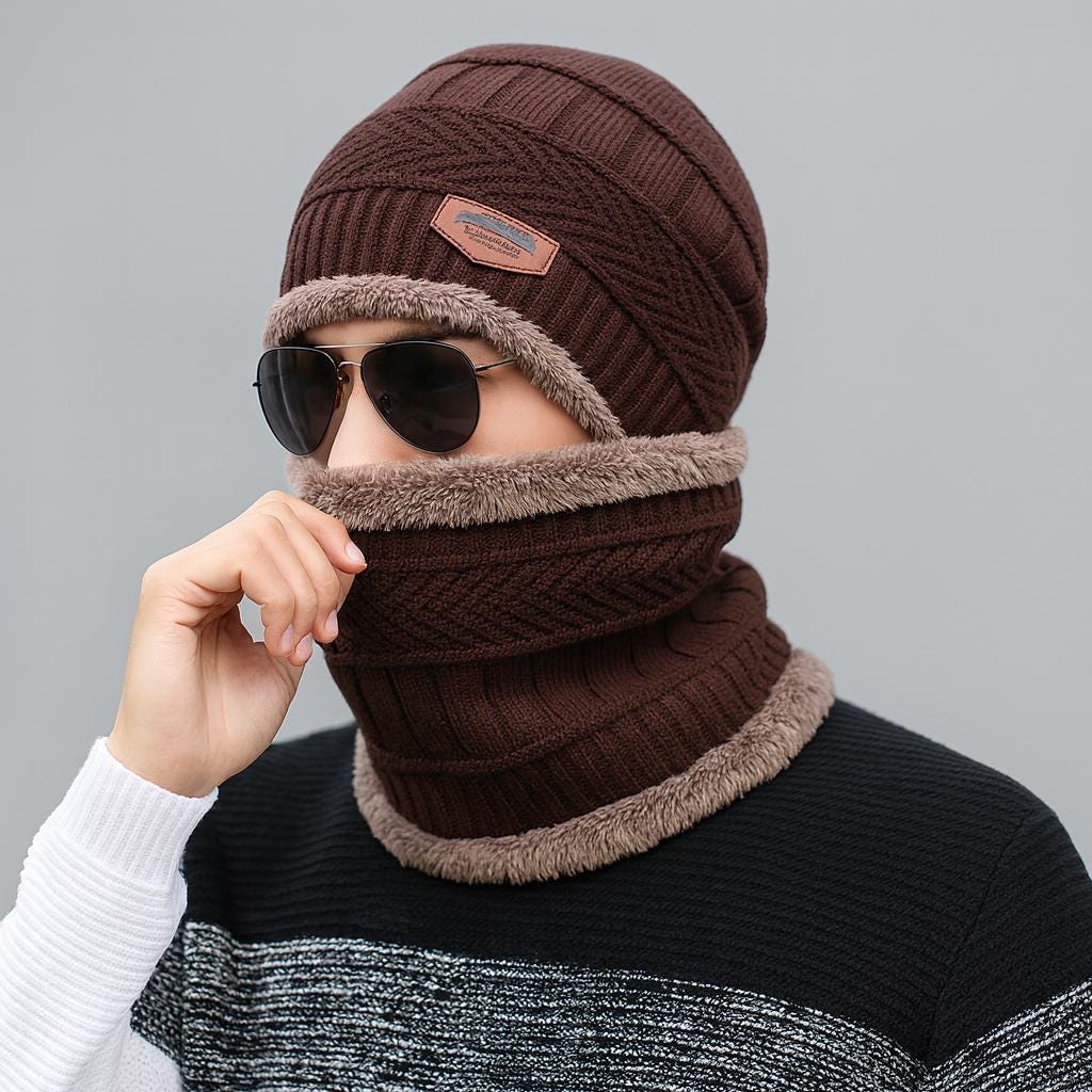 Stylish Multicolored Cap With Neck Warmer Sewing Pattern – Winter Hat ...