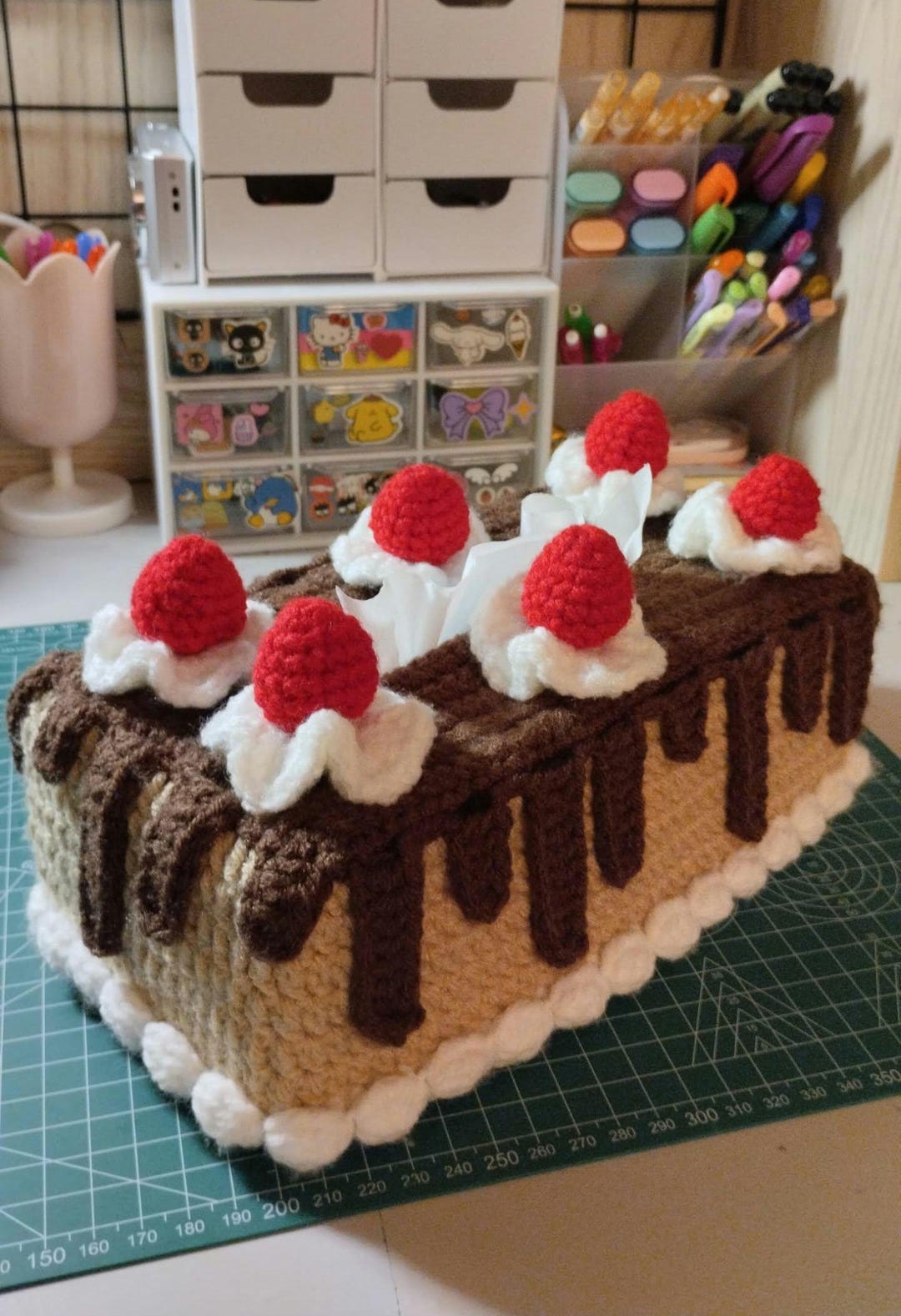 Crocheted Chococat Cake Tissue Box Cover - Etsy