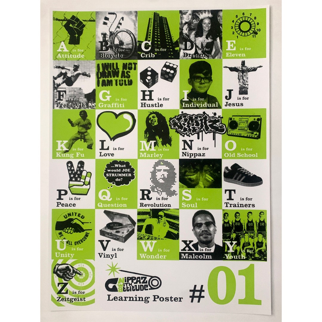 Alphabet A to Z Art Print Lime Green. Fun Urban Kids Nursery Decor ...