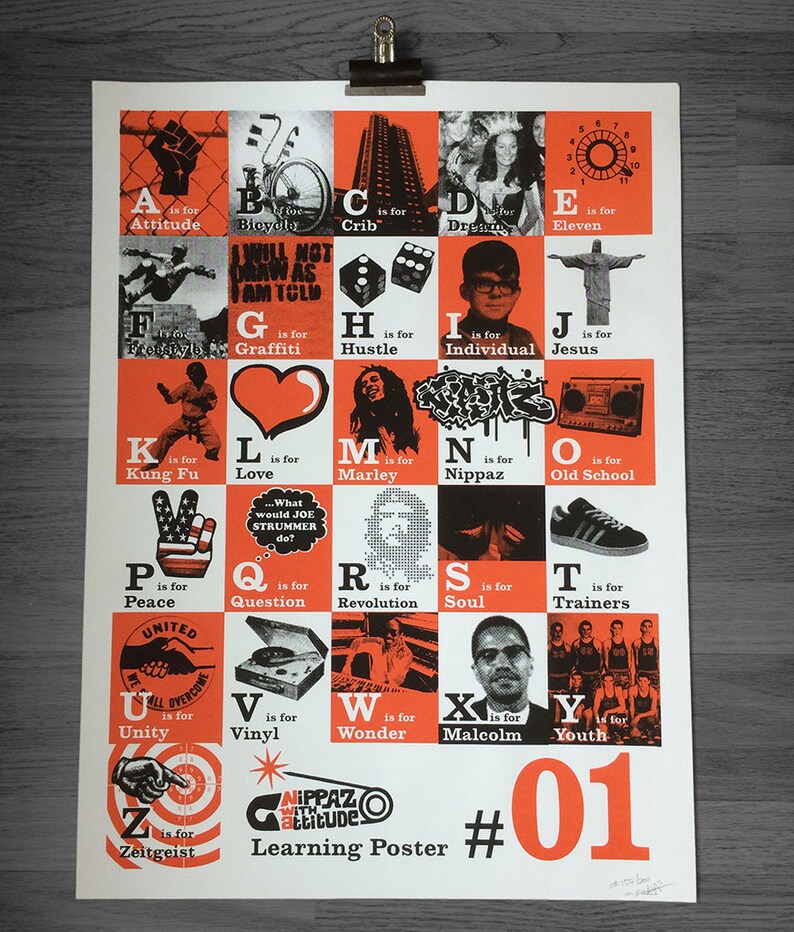 A-Z Kids Alphabet Poster in Dark Orange. Fun Letters Nursery - Etsy