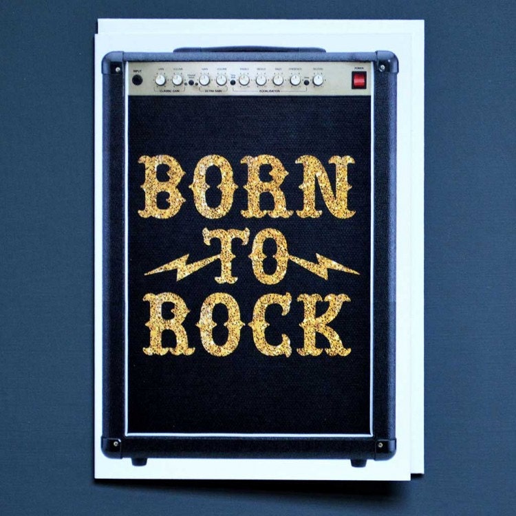 Born to Rock Funny Newborn Baby or Kids Birthday Card, Rock Baby Card ...