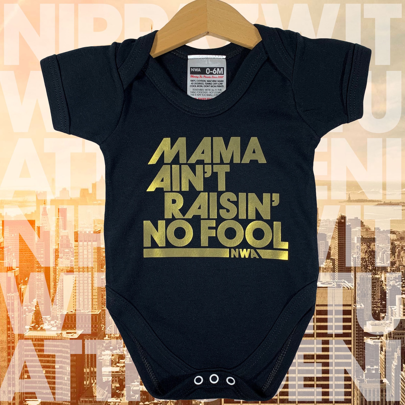 Mama Ain't Raisin' No Fool Baby Bodysuit. Bling Hip Hop Slogan Baby ...