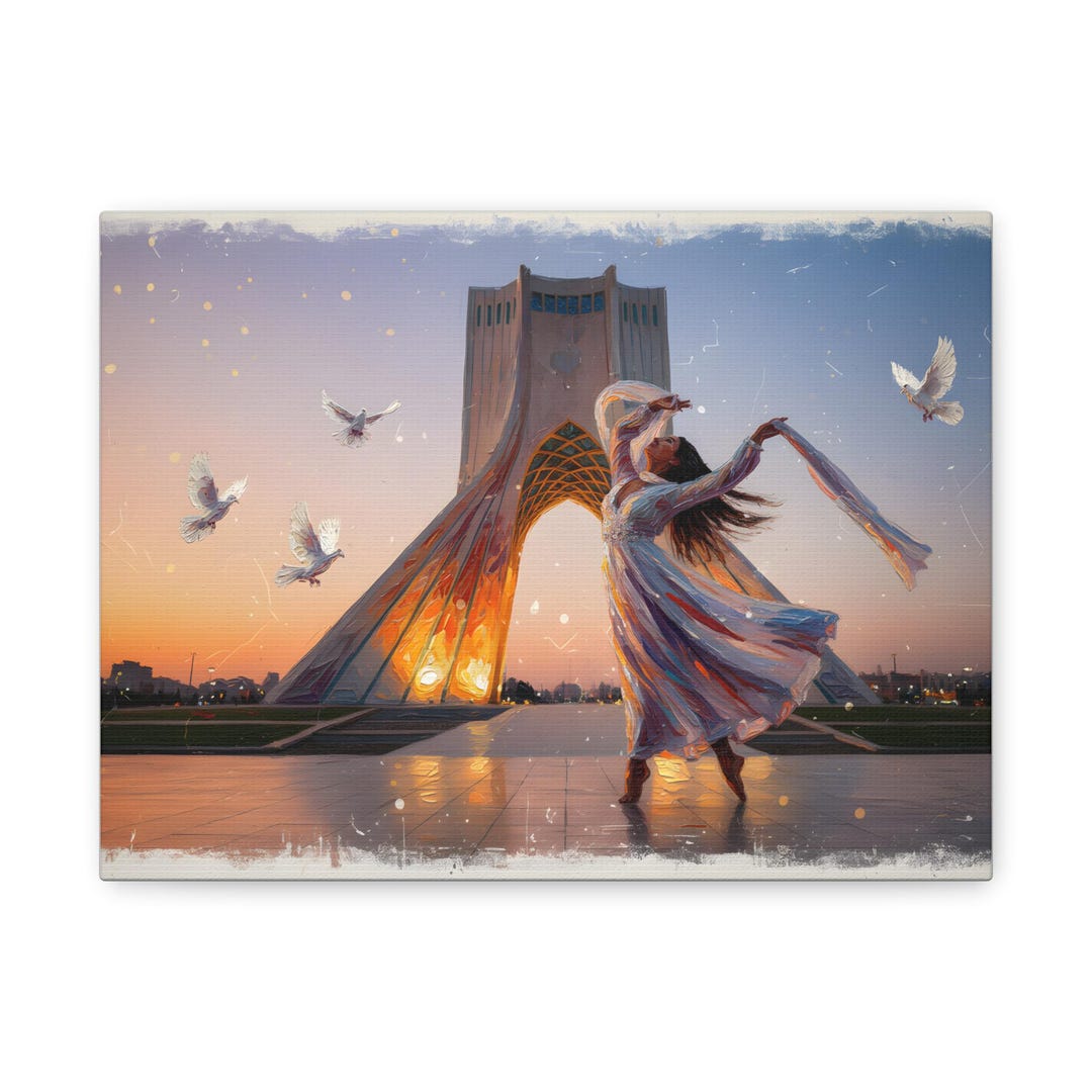 Azadi Tower Canvas Print, Woman Dancing, Tehran, Iran Home Decor - Etsy