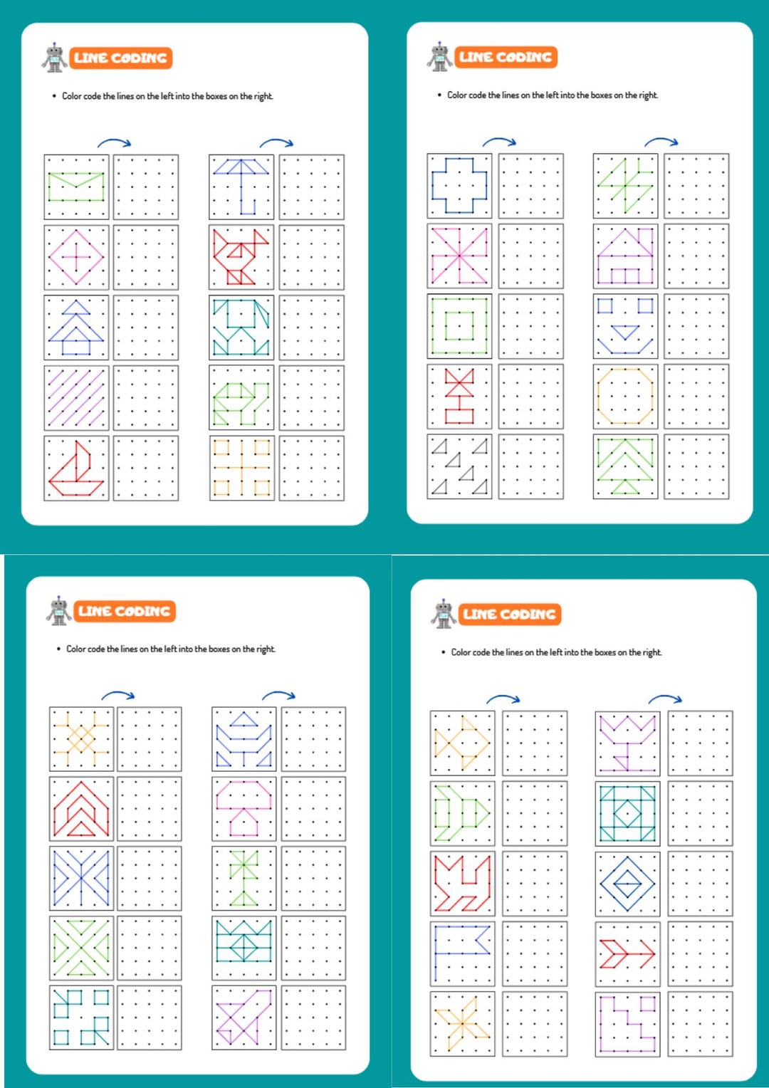 Line Coding Activity for Kids - Etsy
