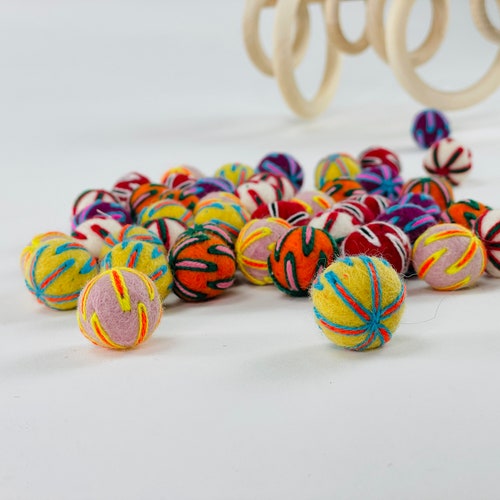 100% Wool Felt Balls With Beads 50 Pcs 1 Inch 23mm Pure | Etsy