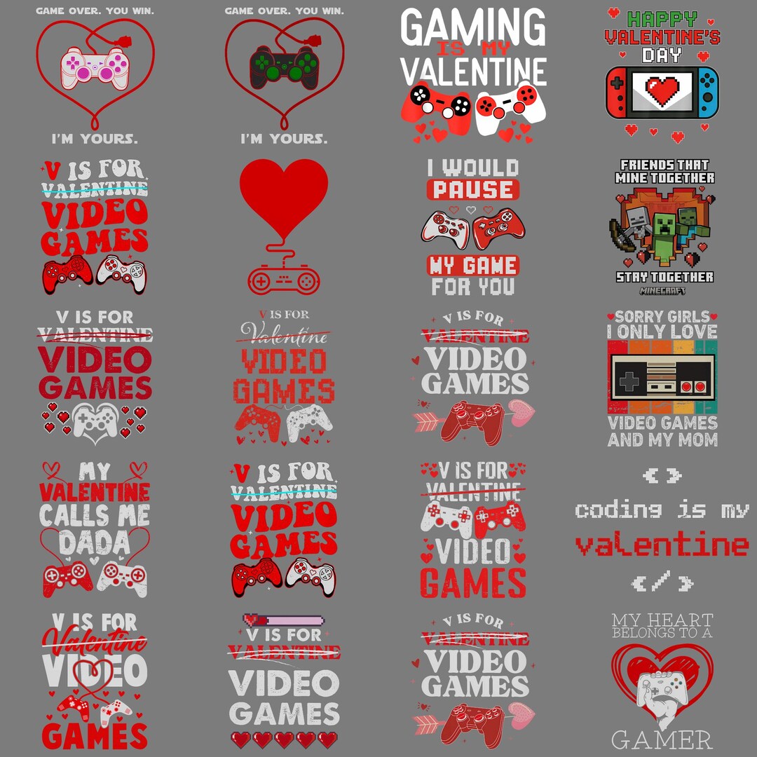 Video Games Valentine's Day Heart PNG – Funny Gamer Love Clipart ...
